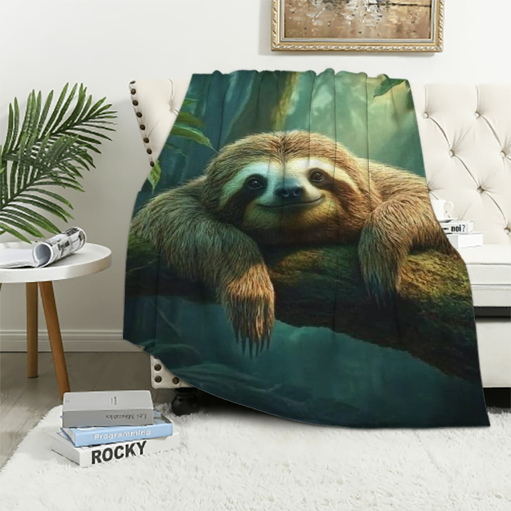 Autua Cute Lazy Sloth Blanket Gifts for Kids Adults Women Flannel Throw ...