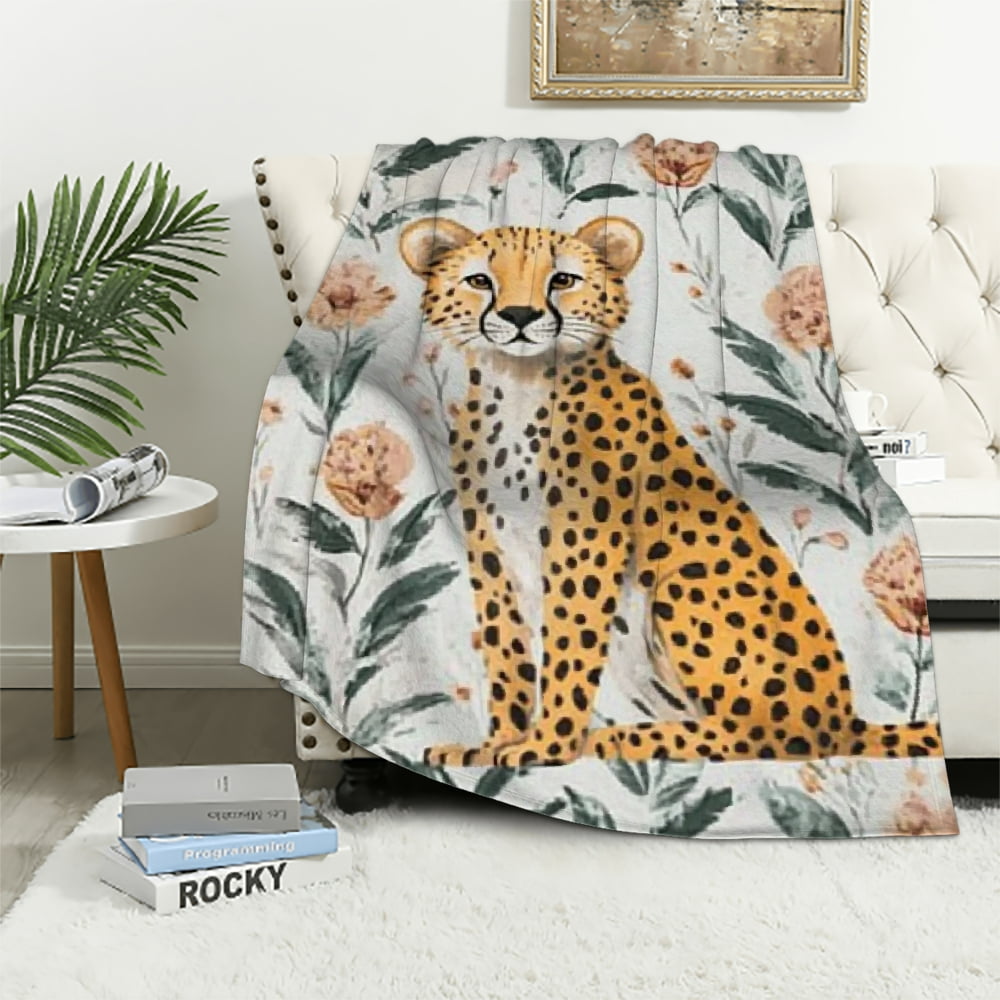 Autua Cute Leopard Blanket Safari Cartoon Animal Throw Blankets ...