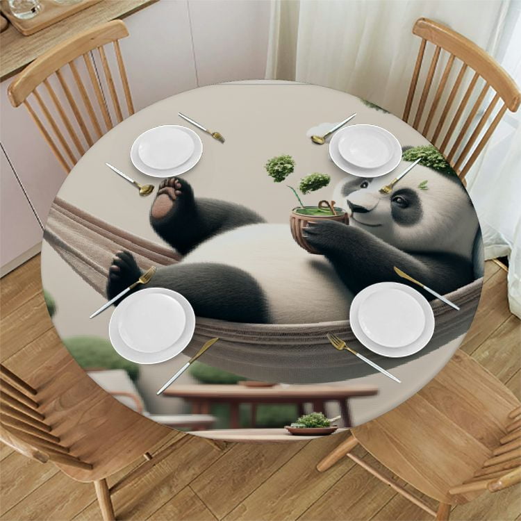 Autua Cute Panda Tea Party Round Table Cover - Stain Resistant ...