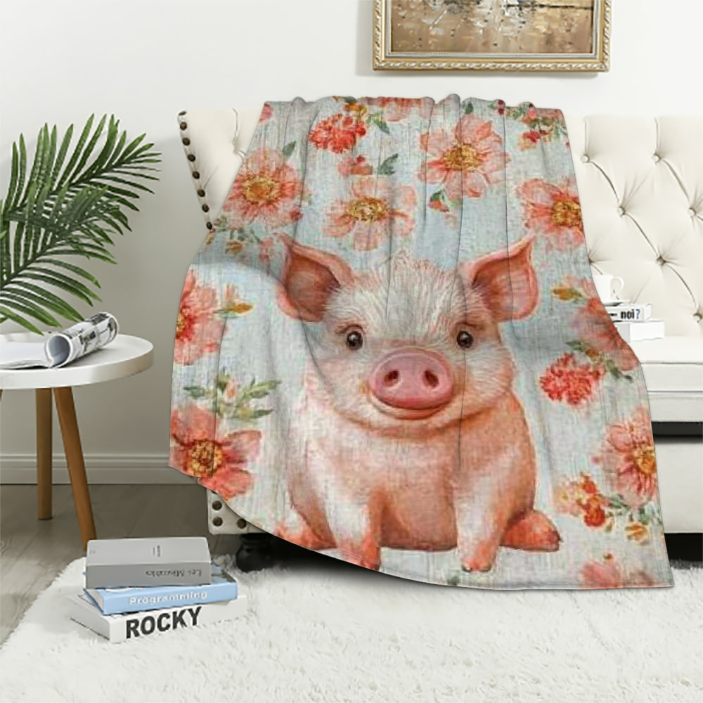 Autua Cute Piglet Throw Blanket Ultra Soft, Cozy Lightweight Flannel ...