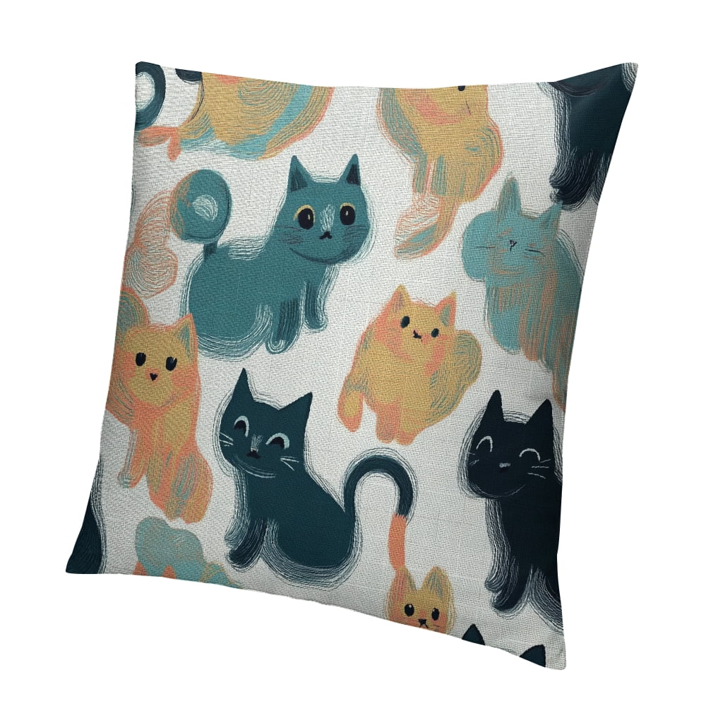 Autua Cute cat parabolic pillowcase colorful cartoon happy cat cat ...
