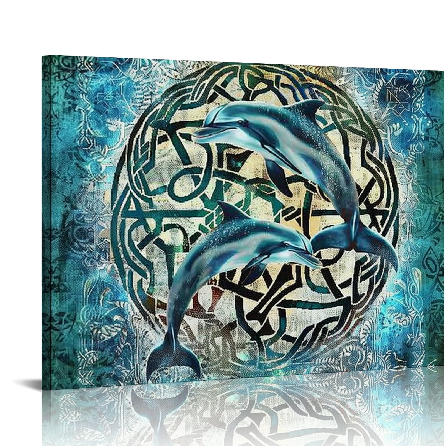 Autua Dolphins Celtic Design Knot Canvas Wall Art Home Decor 16x12in - Walmart.com