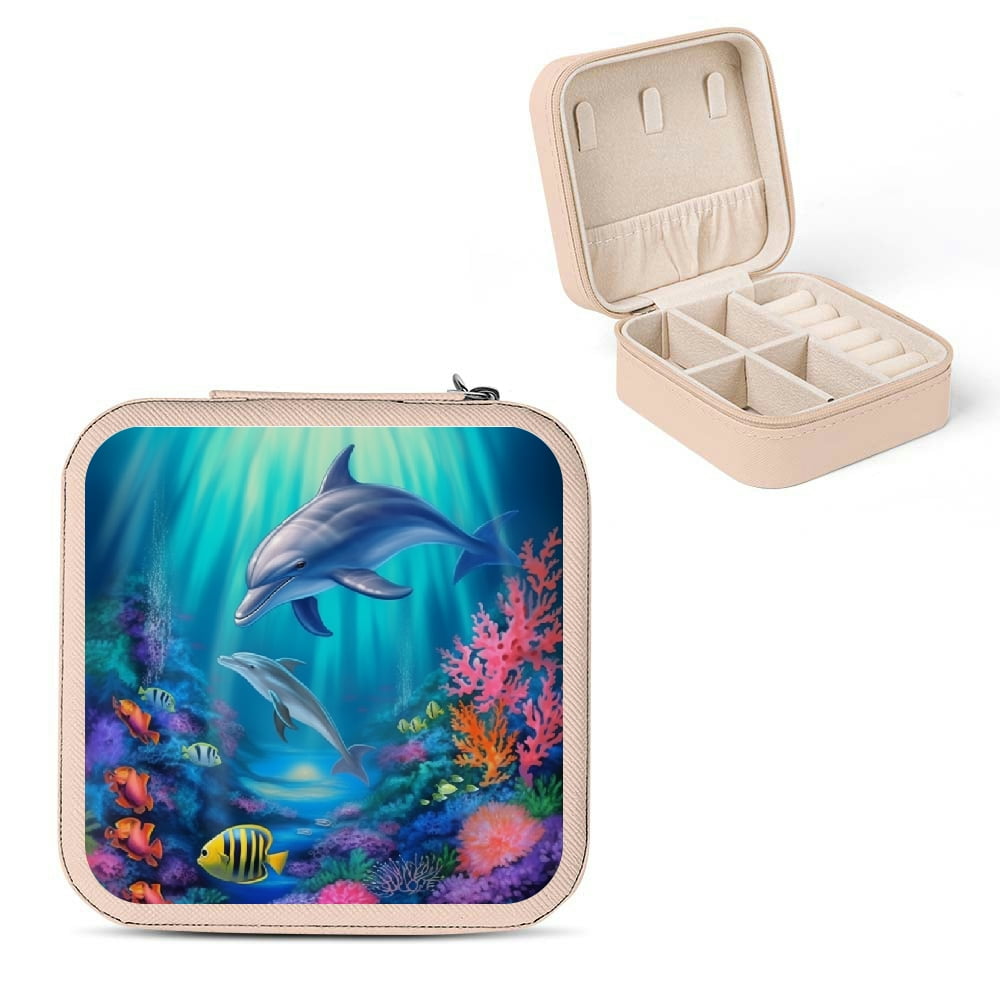Autua Dolphins Ocean Corals Travel Jewelry Box for Necklace Ring ...