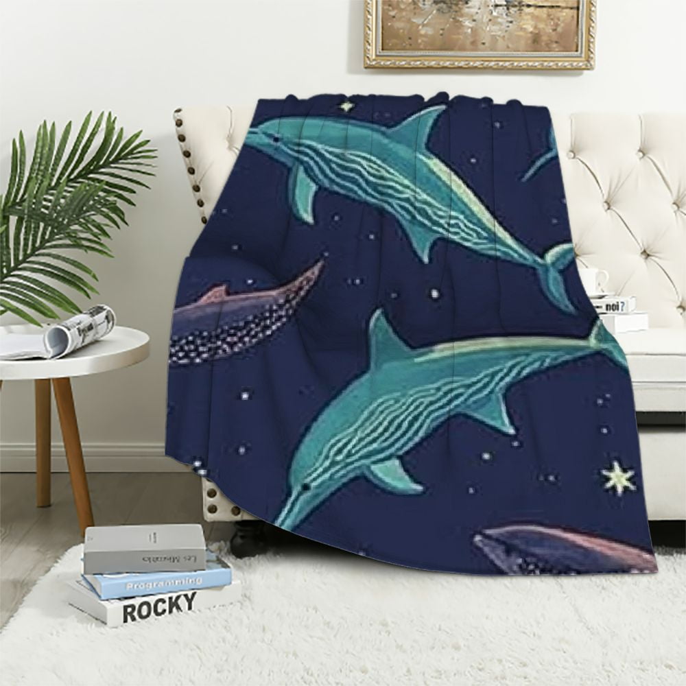 Autua Dolphins Stars Ocean Warm Lightweight Fleece Blanket All Seasons ...