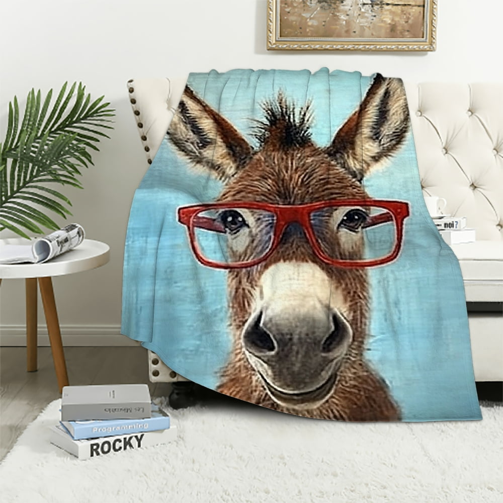 Autua Donkey Glasses Lightweight Blanket Soft Plush Blankets for All ...