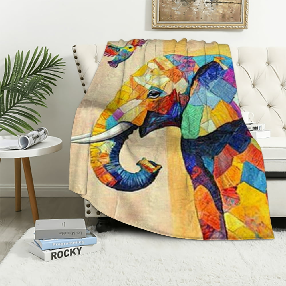 Autua Elephant Bird Triadic Color Scheme Super Soft Blanket for All ...
