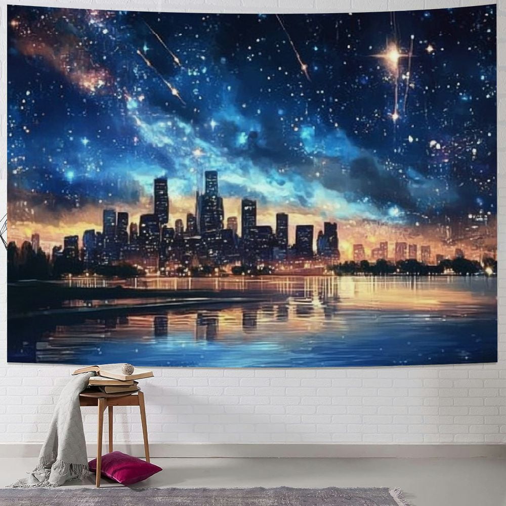 Autua Fantasy Starry Sky Tapestry Magic Ocean Lake Tapestry Fairy Tale ...