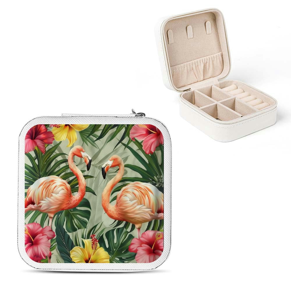 Autua Flamingo Tropical Flowers Travel Jewelry Box for Bridesmaids ...