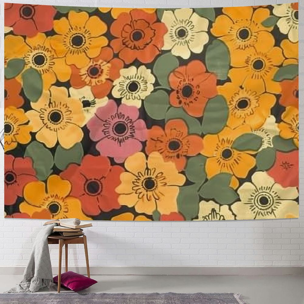 Autua Flowers Pattern Tapestry Wall Hanging Unique Style Graphic ...