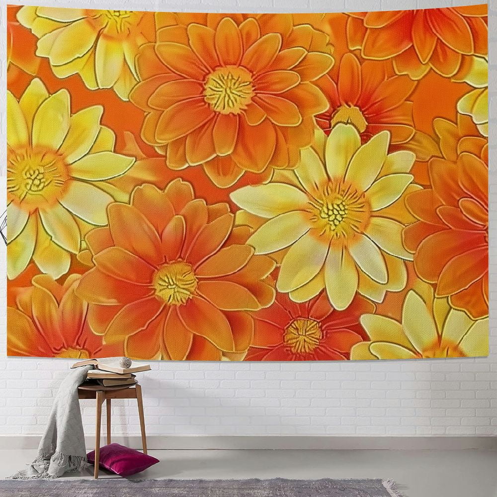 Autua Flowers Tapestry Wall Hanging Unique Style Graphic Tapestries ...