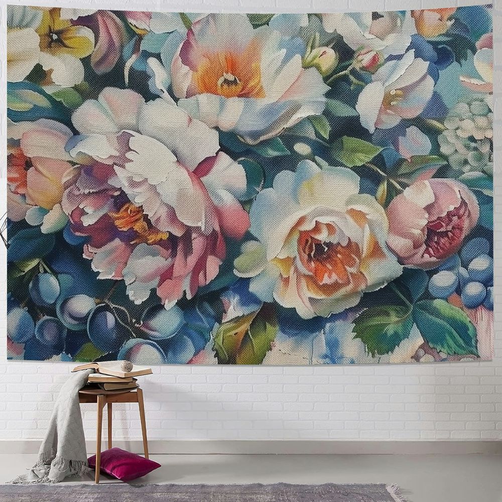 Autua Flowers Tapestry Wall Hanging Unique Style Graphic Tapestries ...
