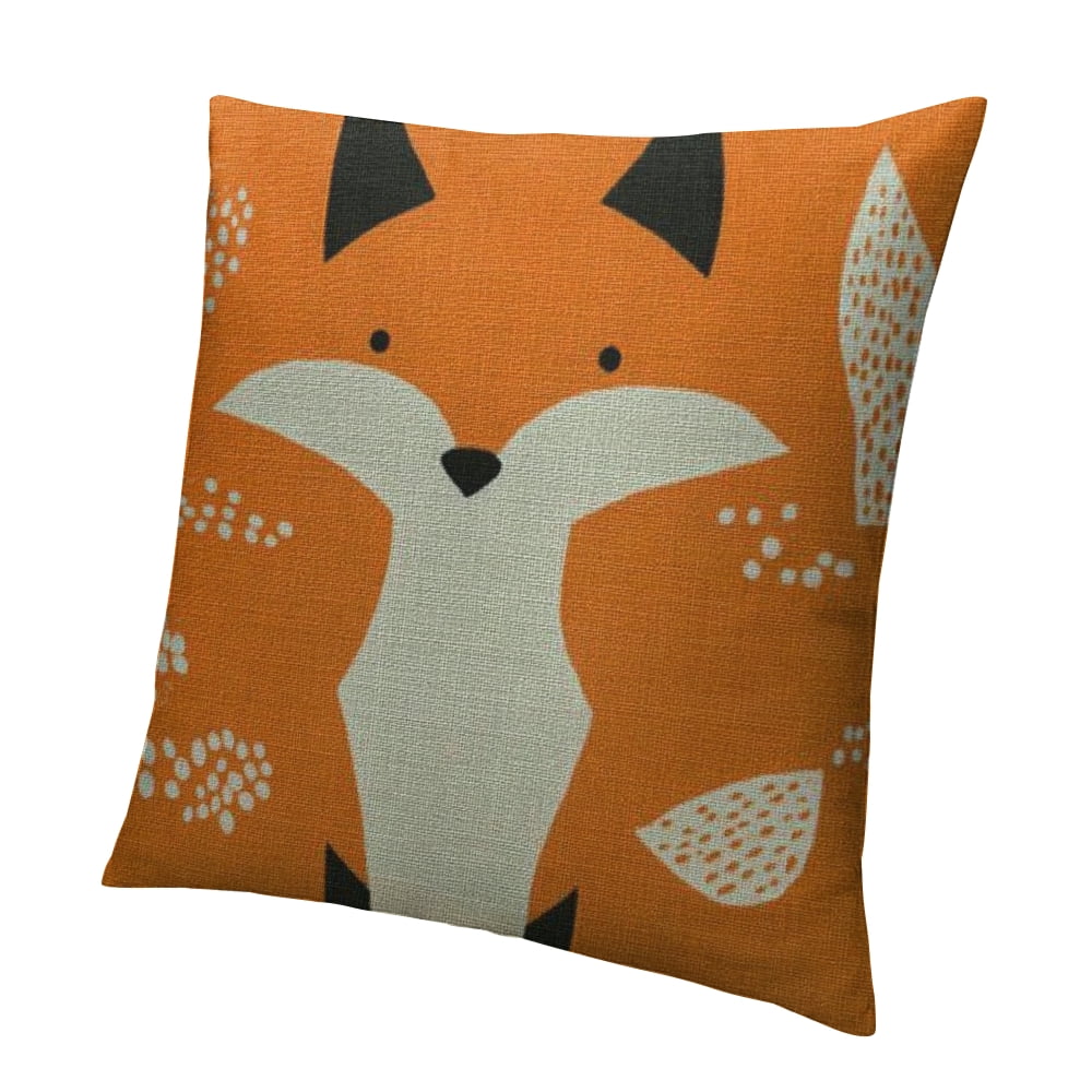 Autua Fox toss pillowcase cute fox face furry tail bohemian orange ...