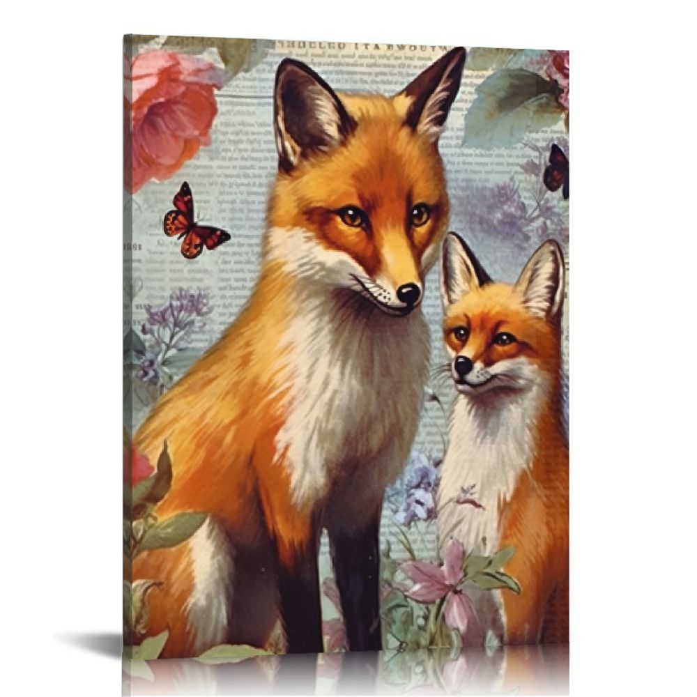 Autua Foxes Flowers Butterflies Fine Art Aesthetic Poster & Print Wall ...