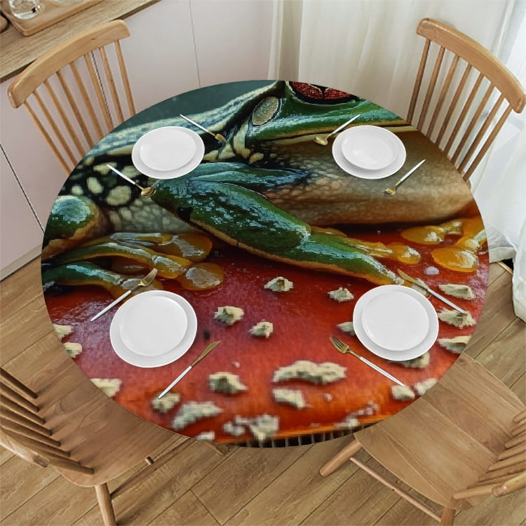Autua Frogs Mushroom Surrealism Round Tablecloth Stain-Resistant ...