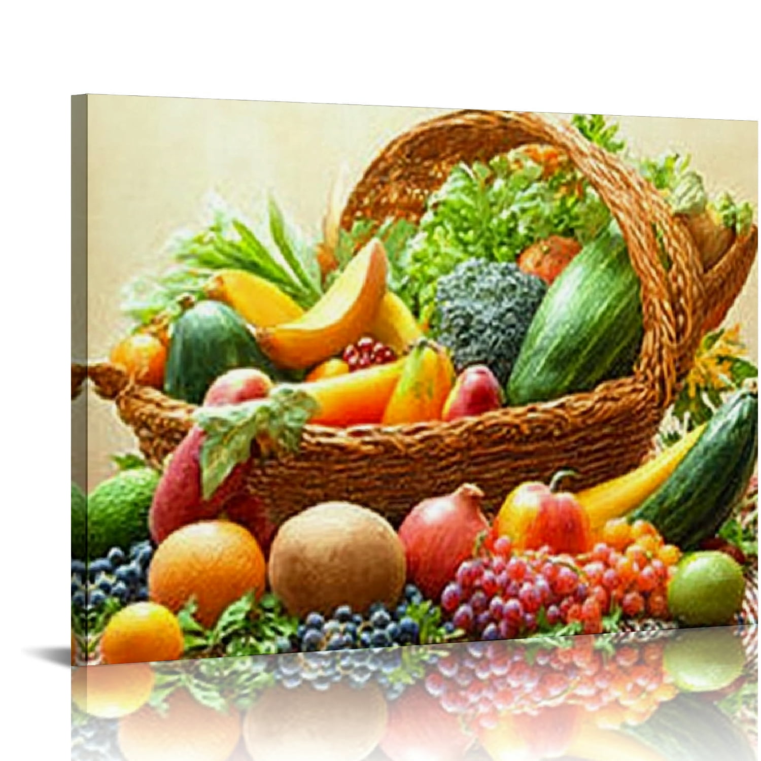 Autua Fruit Vegetables Basket Canvas Wall Art Home Decor 16x20 16x12in ...