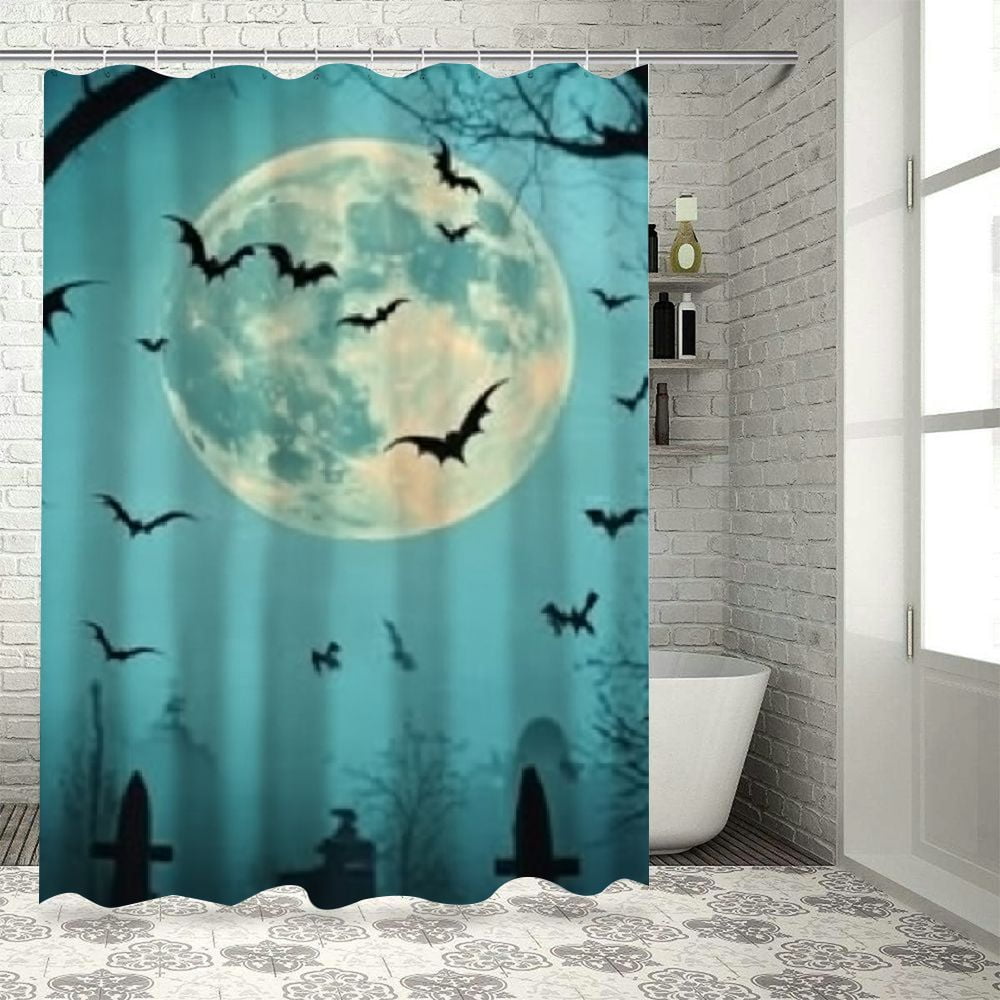 Autua Full Moon Bats Cemetery Bathroom Décor Set with Hooks, Graphic ...
