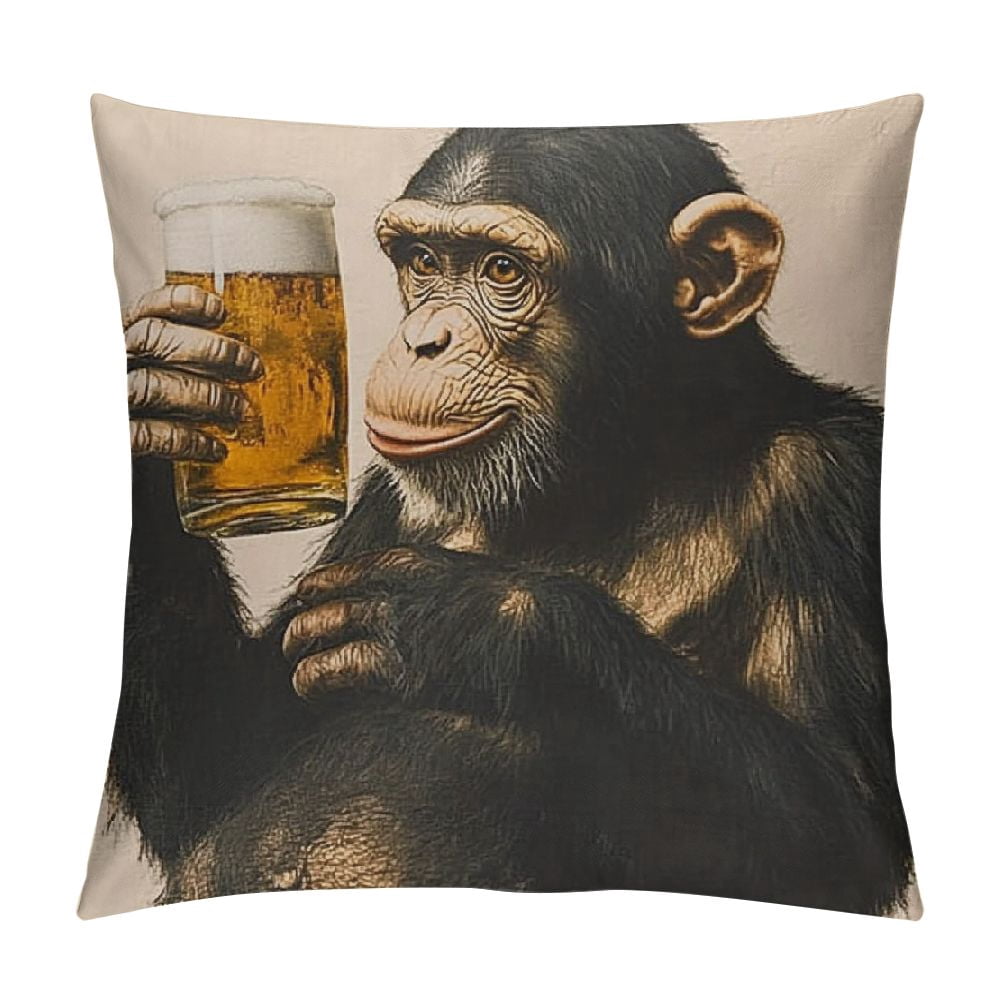 Autua Gorilla Pillow Cover,Decorative Throw Pillow Monkey Sitting and ...