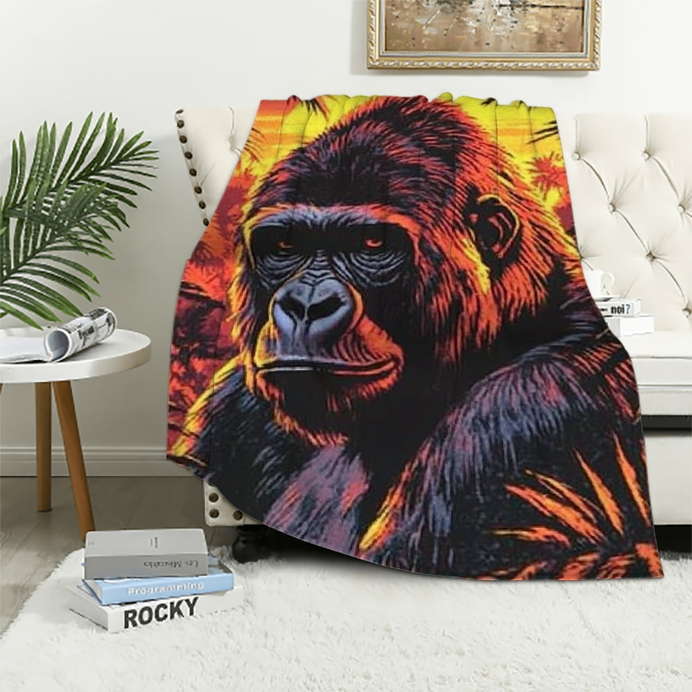 Autua Gorilla Theme Blanket Gifts for Women Girls, Soft Warm ...