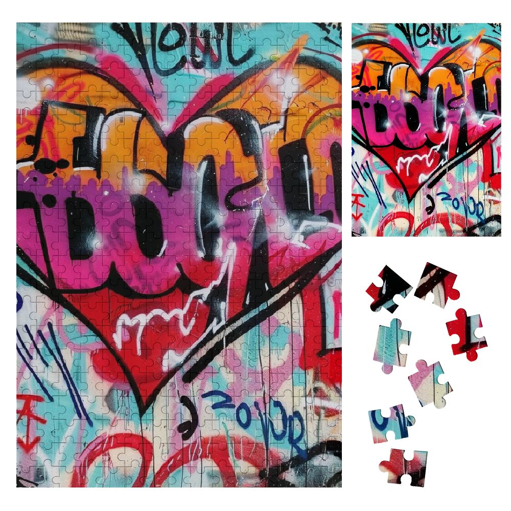 Autua Graffiti Heart Words Wooden Jigsaw Puzzle Vertical Impossible ...