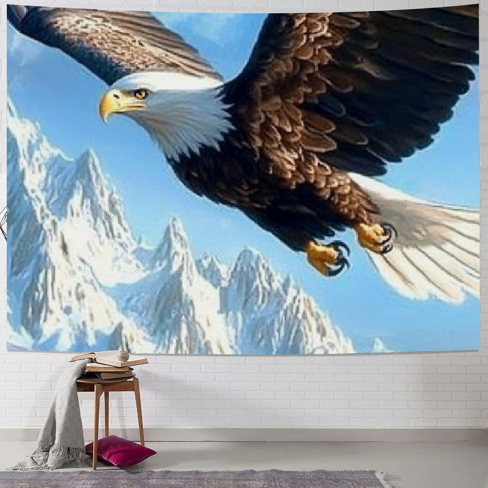 Autua Great eagle tapestry, bald eagle flying in the snowy Grand Canyon ...