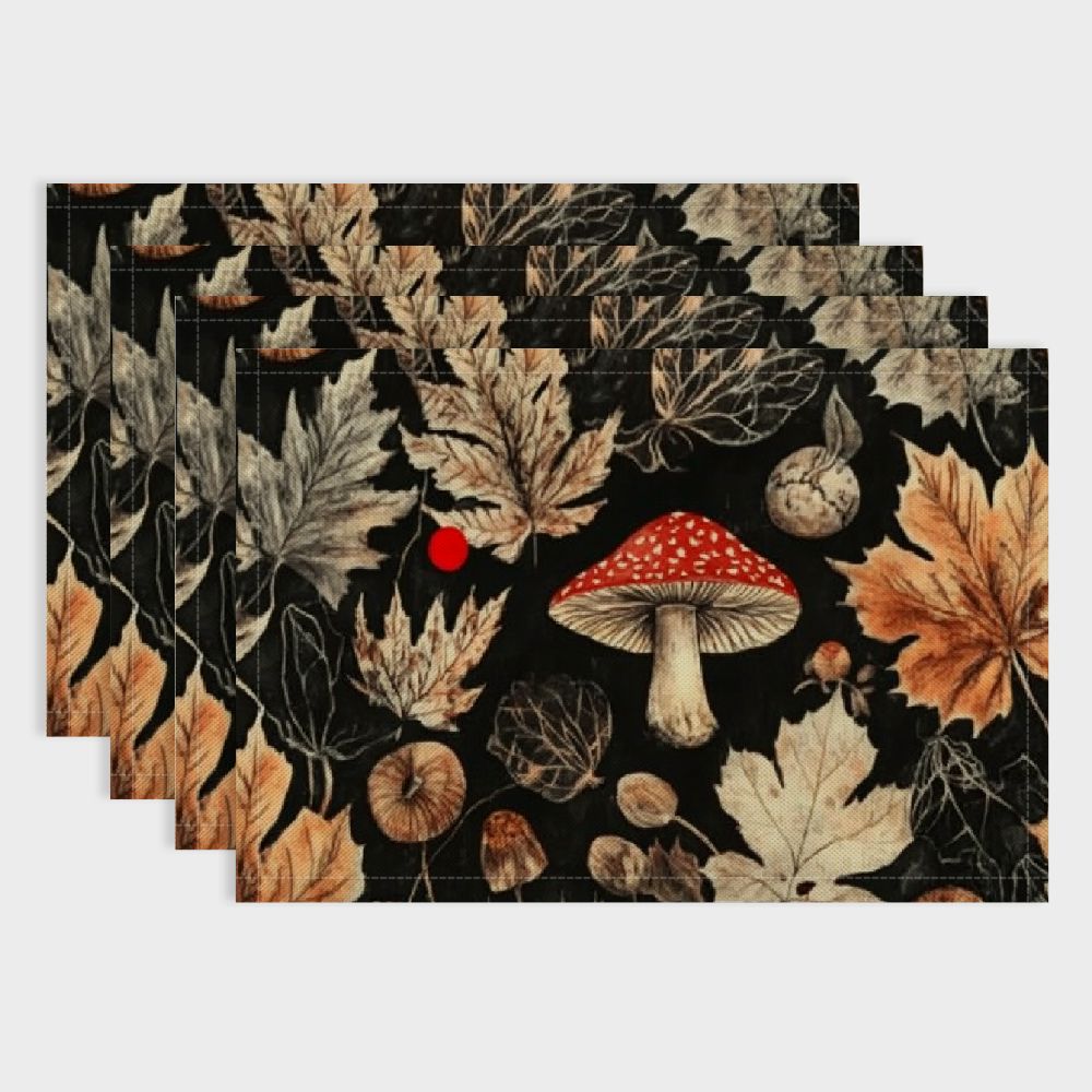 Autua Happy Fall Theme Placemats for Dining Table Set of 4 Mushroom ...