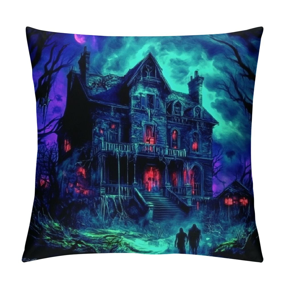 Autua Haunted House Ghost Eerie Landscape Graphic Decorative Throw ...