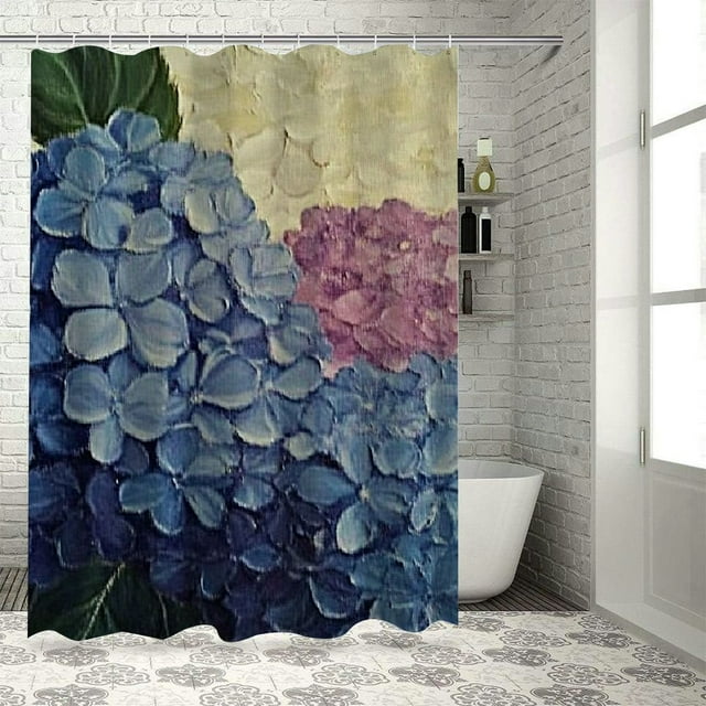 Autua Hydrangea Flowers Bathroom Decor Set Graphic Print Polyester ...
