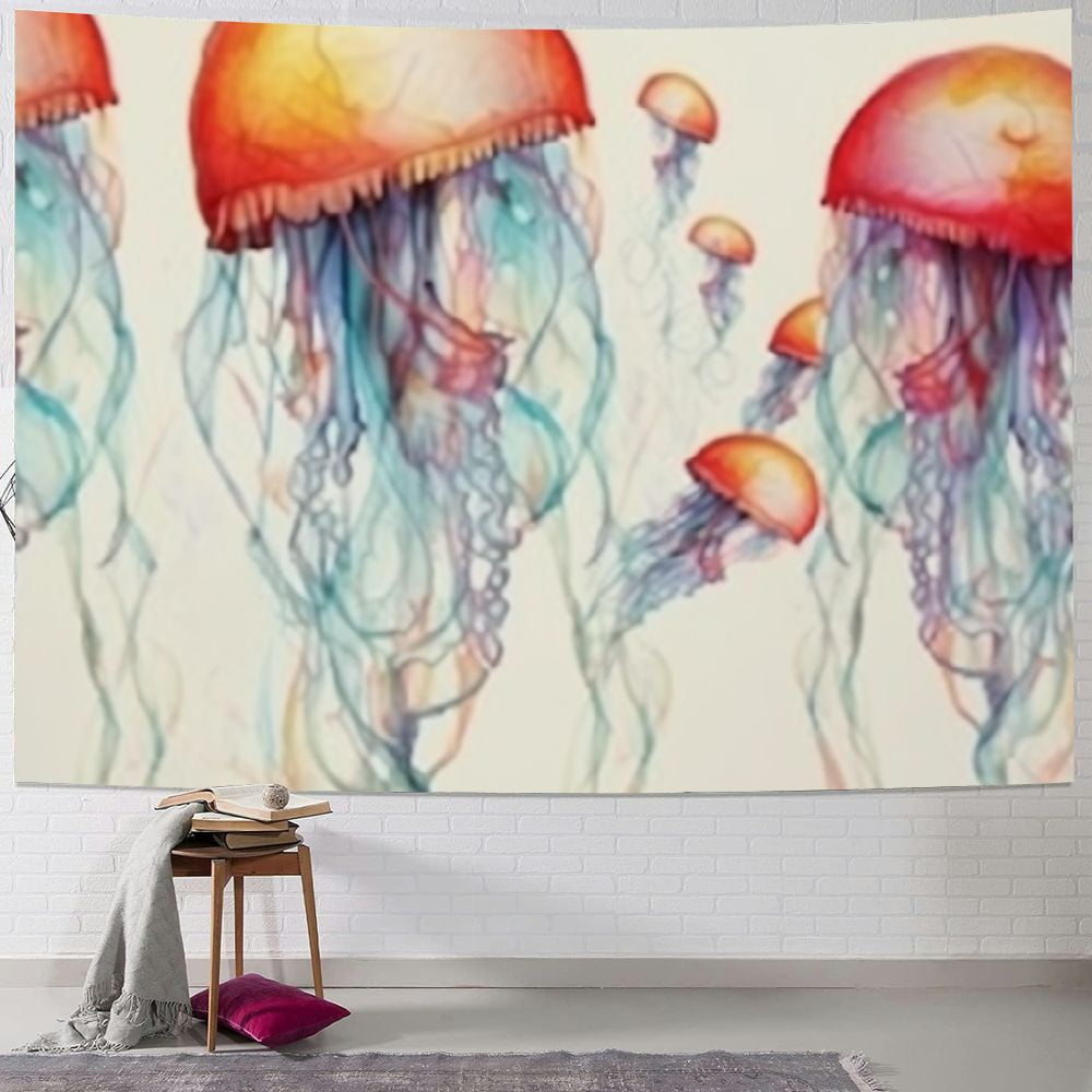 Autua Jellyfish Tapestry Wall Hanging Unique Style Graphic Tapestries ...