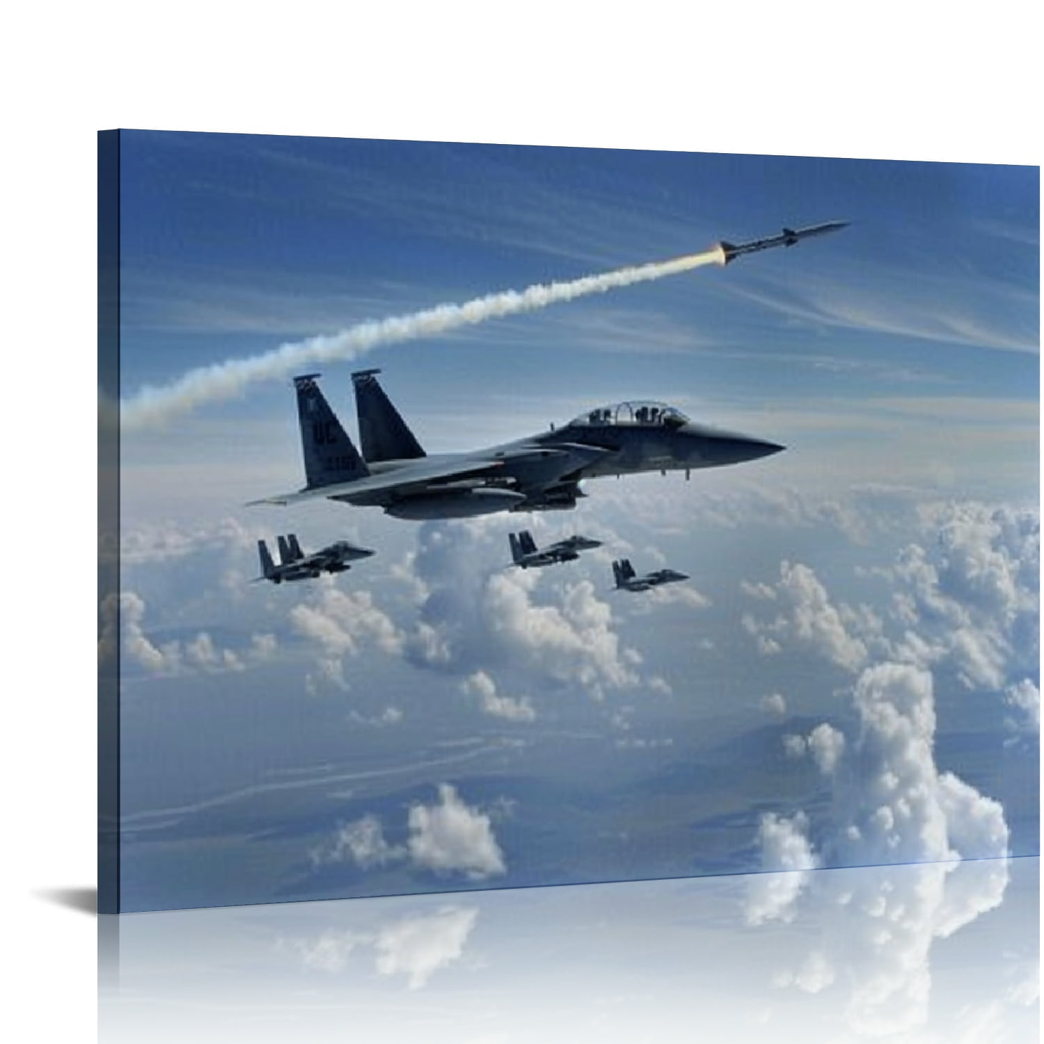 Autua Jet Missile Fighter Plane Canvas Wall Decor for Home Office ...