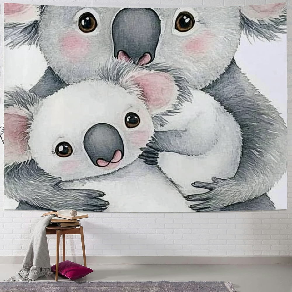 Autua Kids Wall Blanket Cartoon Koala Tapestry Cute Koala Tapestry ...