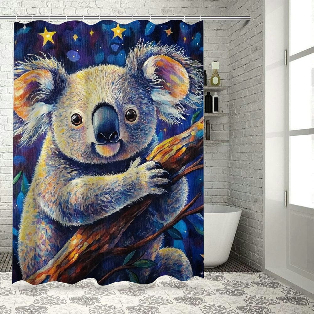 Autua Koala Bear Stars Tree Branch Shower Curtain with Hooks for Chic ...