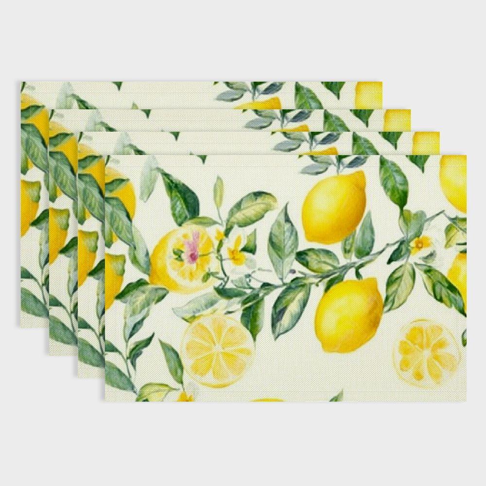 Autua Lemon Table Runner and Placemats Set of Summer Summer Fruits ...