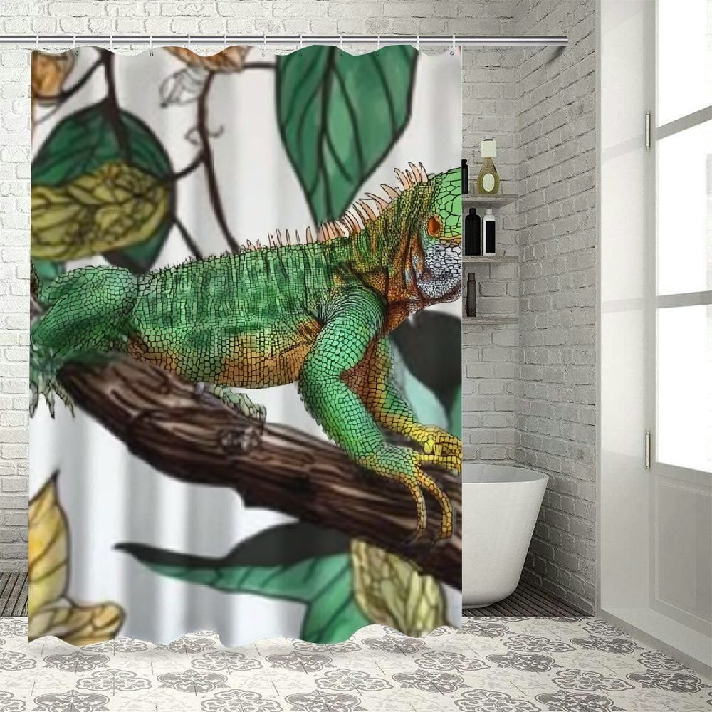 Autua Lizard Bathroom Decor Set, Graphic Print Polyester Stylish Shower ...