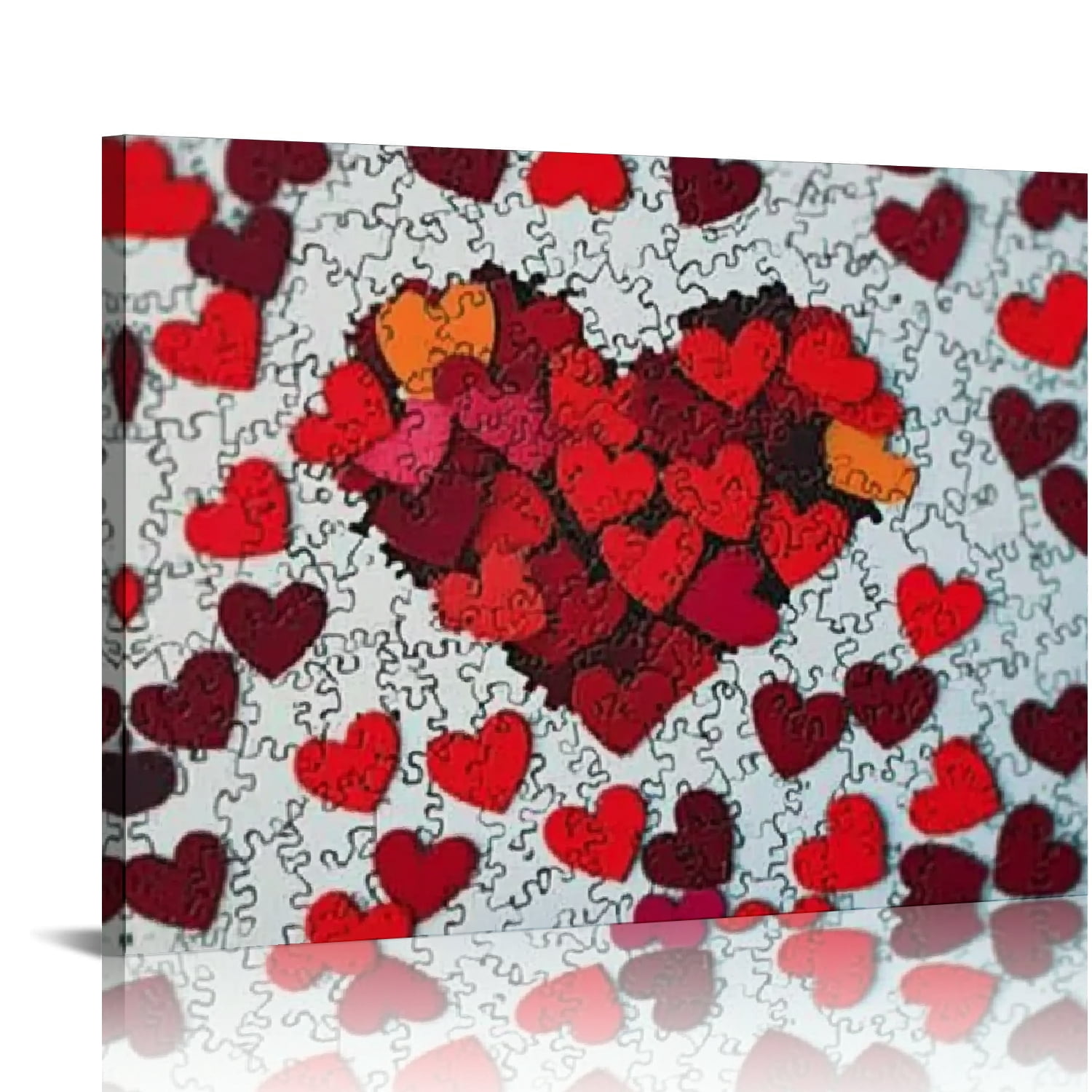 Autua Love Heart Puzzle Canvas Prints Wall Art for Home Decor 16x12in ...
