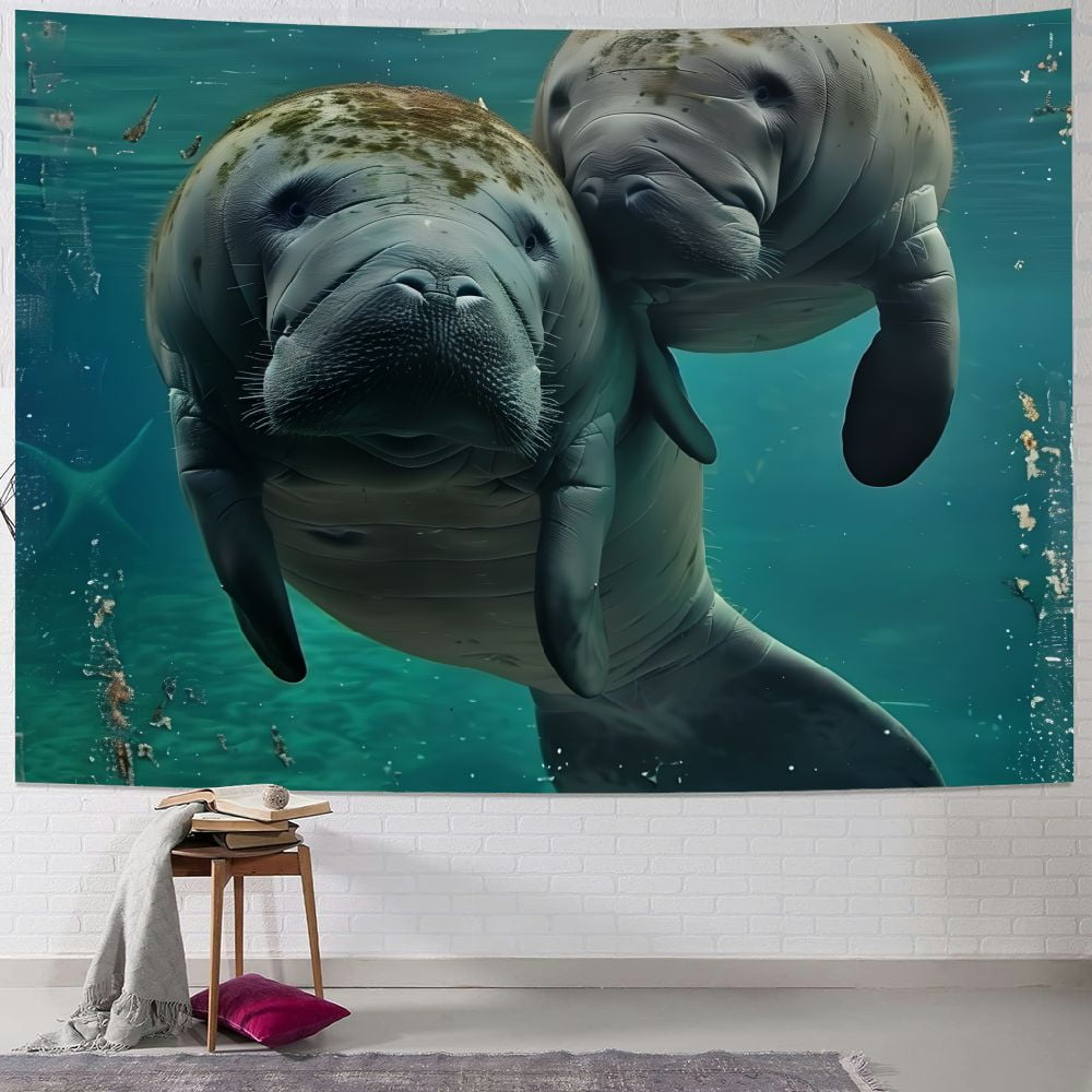 Autua Manatees Baby Manatee Aquatic Tapestry Wall Hanging Unique Style ...