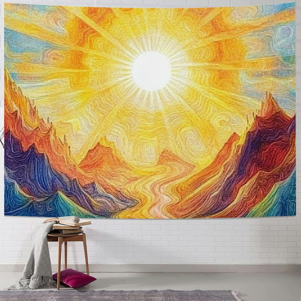 Autua Medieval forest tree tapestry, sunset nature landscape, home ...
