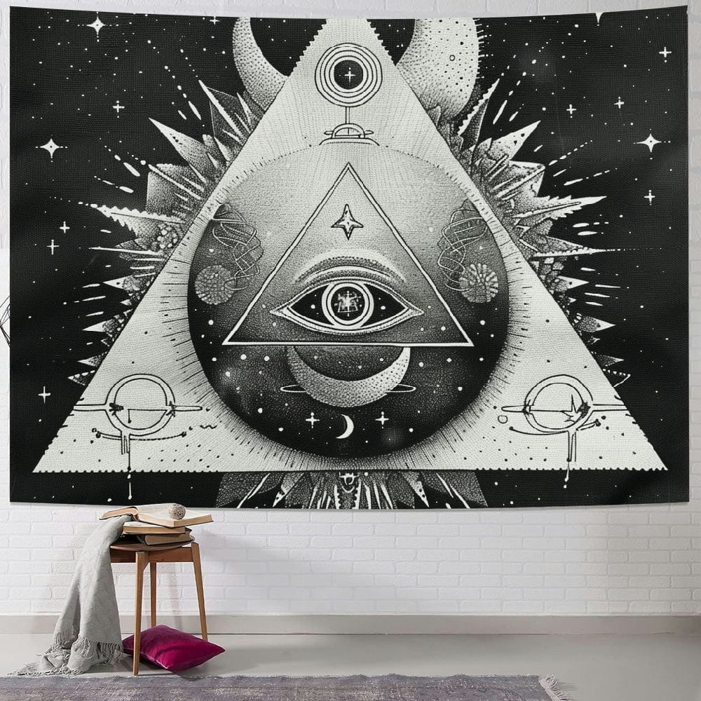 Autua Moon Star Triangle Tapestry Wall Hanging Unique Style Graphic ...