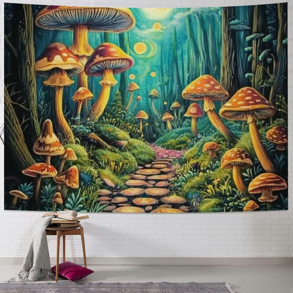 Autua Mushroom Tapestry Fantacy Style Enchanted Forest Wall Hanging ...