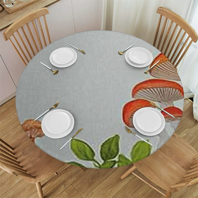 Autua Mushrooms Plants Beatrix Potter Round Tablecloth Stain-Resistant ...