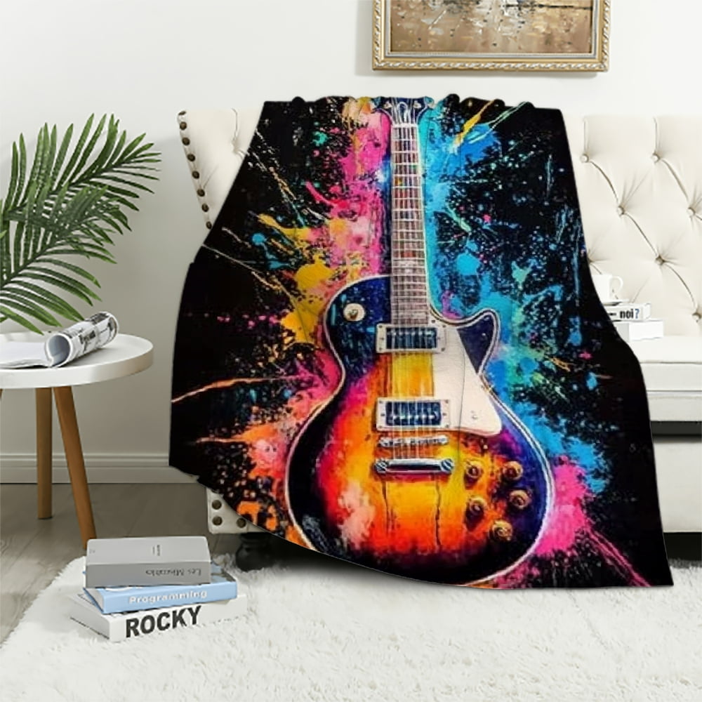 Autua Music Instrument Colorful Throw Blanket for Bed All Seasons ...