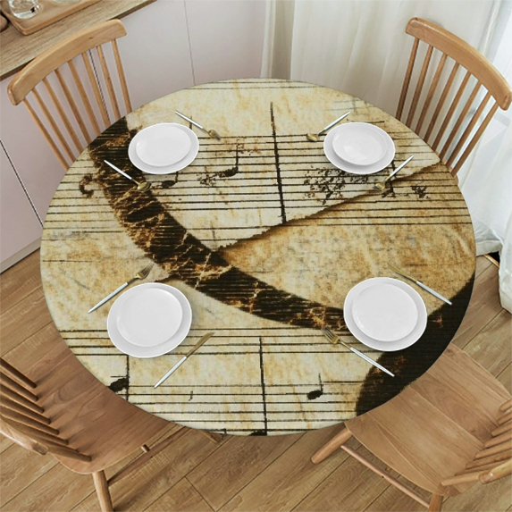 Autua Music Sheet Treble Musical Notes Round Tablecloth 100% Polyester ...