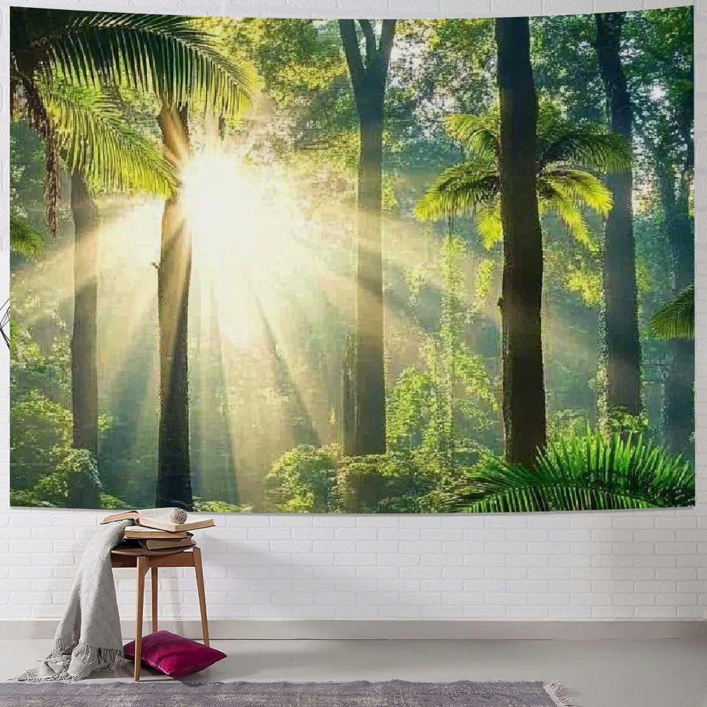 Autua Nature Tapestry Forest Trees Sea Cave Wall Hanging, Flowing ...