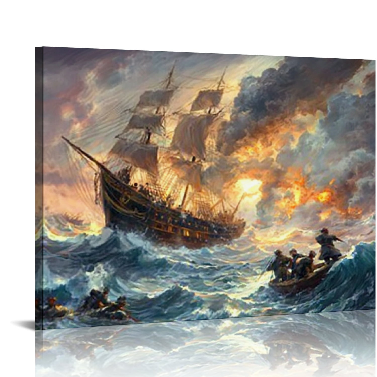 Autua Nautical Decoration Pirate Ship Wall Art Sailing Sea View Canvas ...
