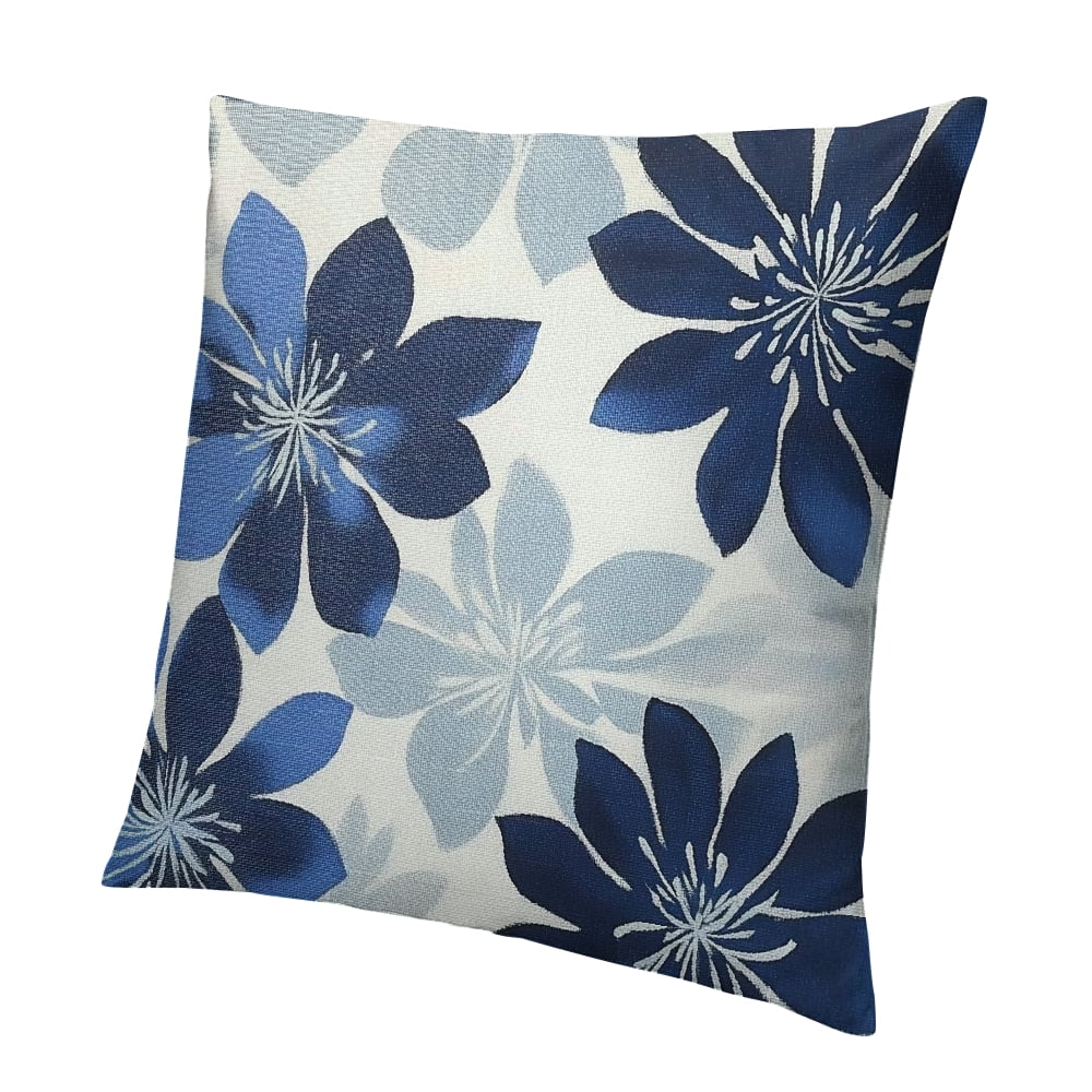 Autua Navy Blue Summer Outdoor Pillow Covers, White Cream Geometric ...