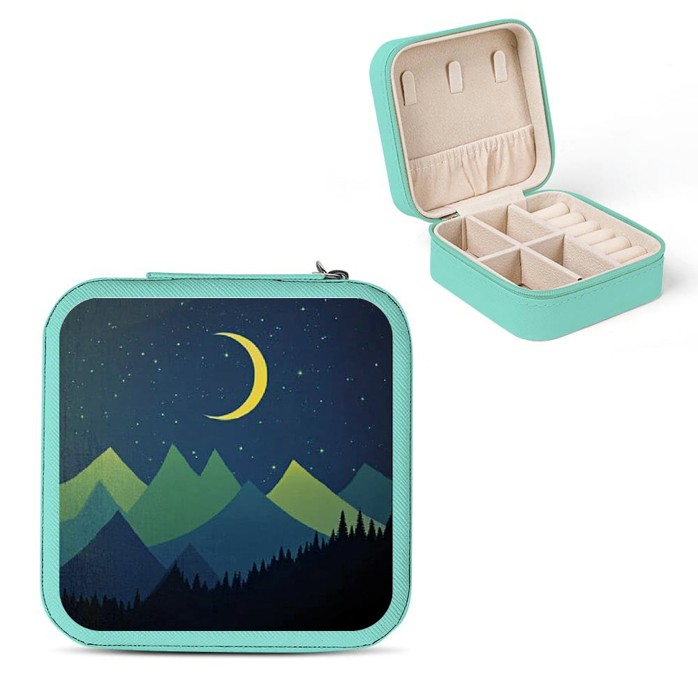 Autua Night Sky Mountains Crescent Moon Jewelry Box for Women - Compact ...