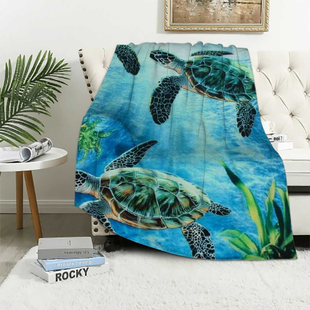 Autua Ocean Sea Turtle Blanket Nautical Turtle Throw Blanket Turtle ...