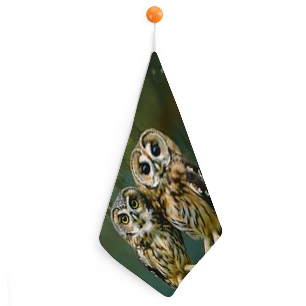 Autua Owls Branch Hand Drying Towels with Loop Ultra-Fine Fiber Kitchen ...