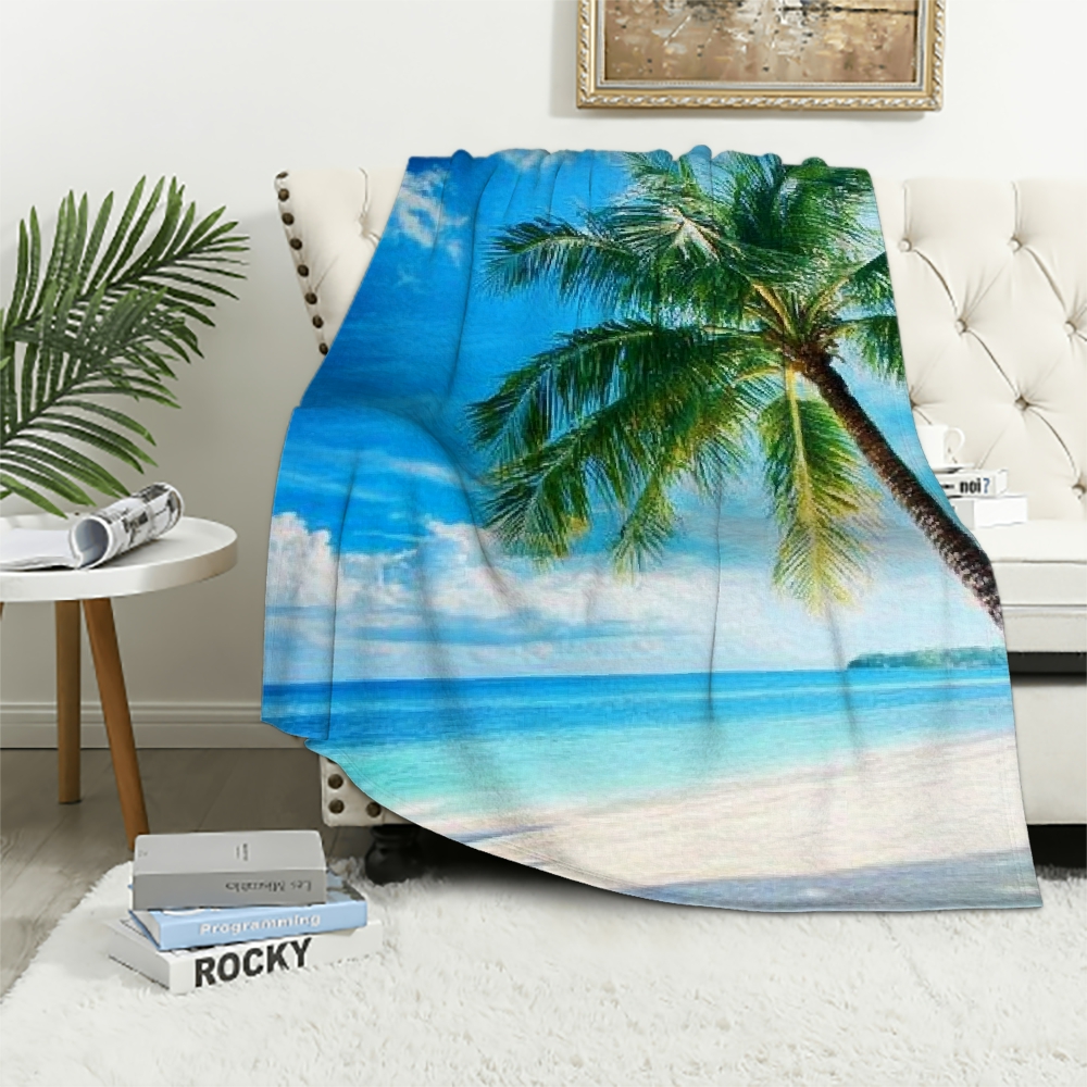 Autua Palm Tree Beach Blue Sky Long-Lasting Blanket for All Seasons ...