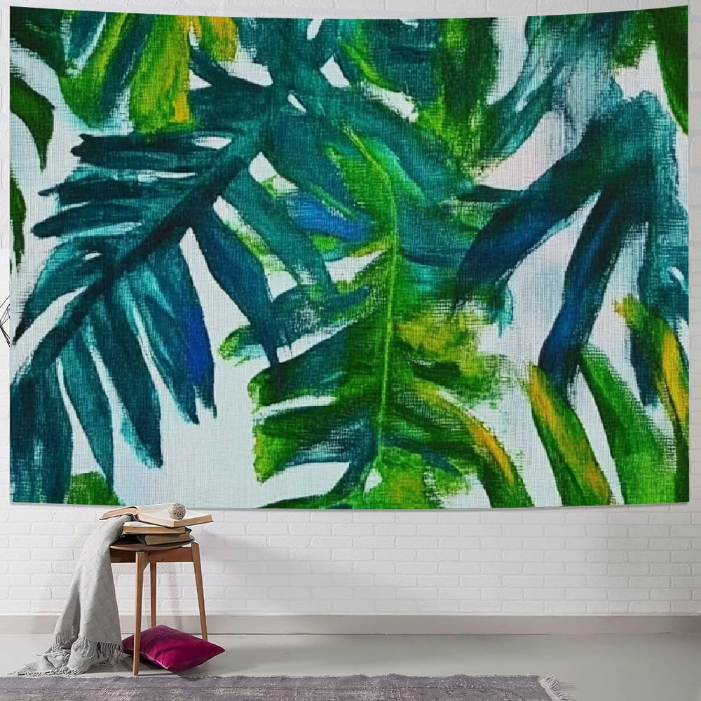 Autua Palm tapestry, palm leaf wall tapestry, watercolor green ...