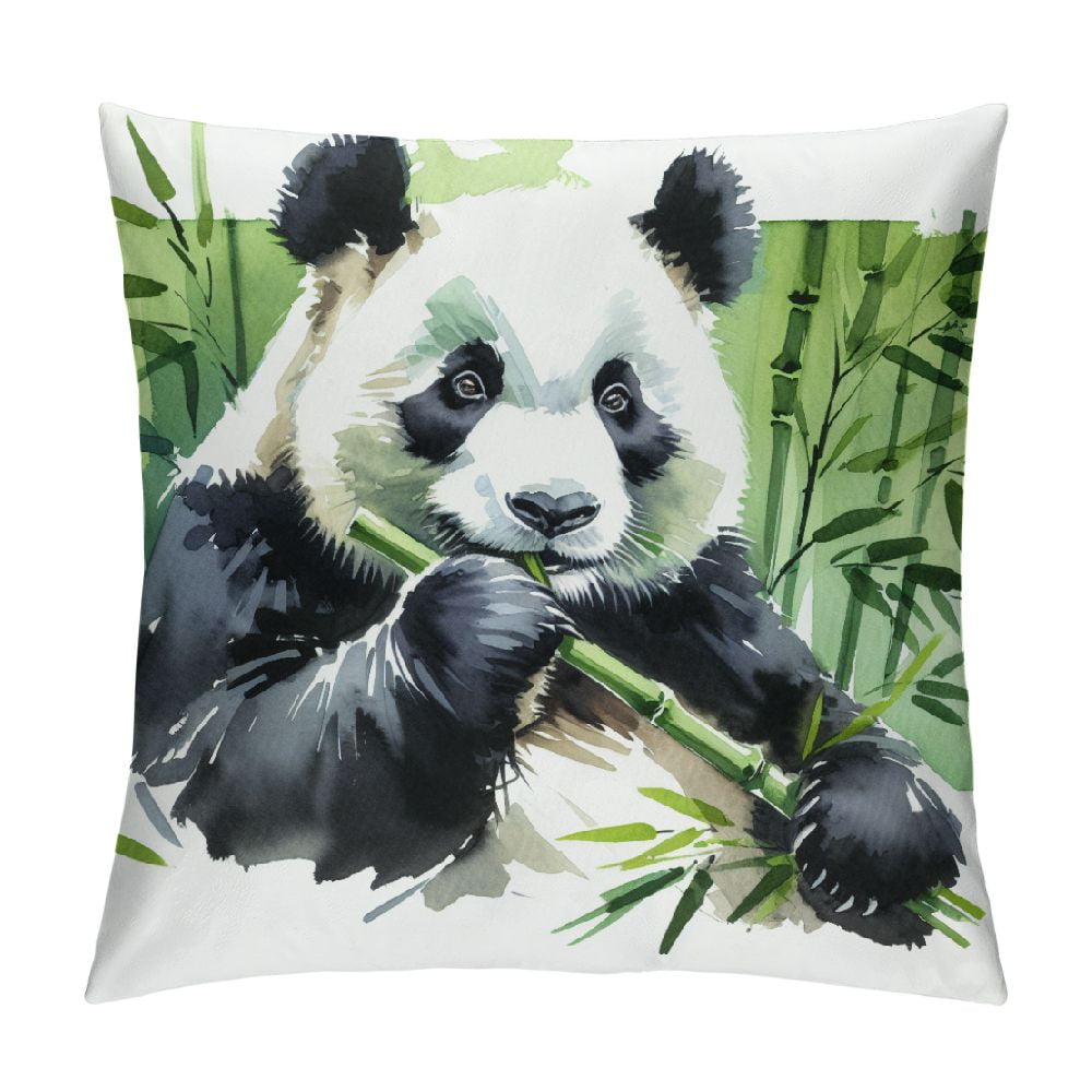Autua Panda Bamboo Leaves Graphic Decorative Cushion Throw Pillow Cover ...